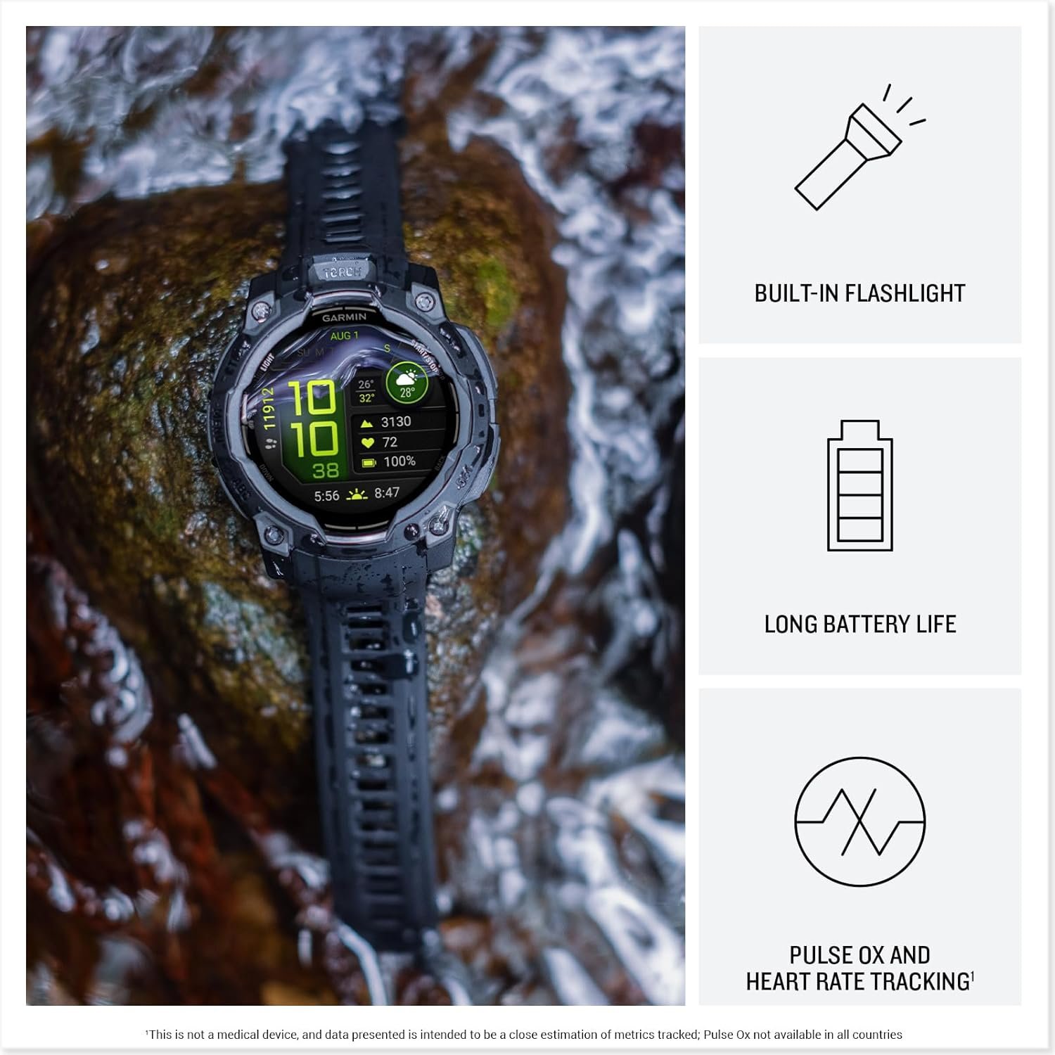 Garmin Instinct® 3 45mm, AMOLED Display, Rugged Outdoor GPS Smartwatch ...